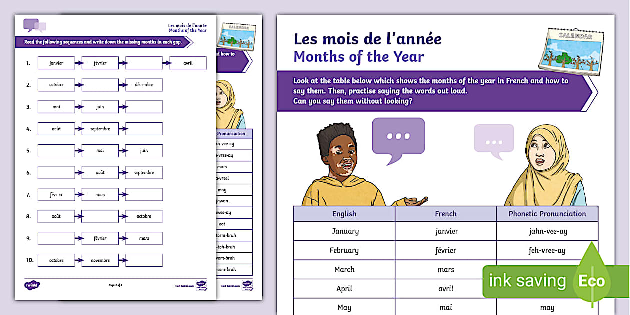 French: Months of the Year Activity Sheet (teacher made)