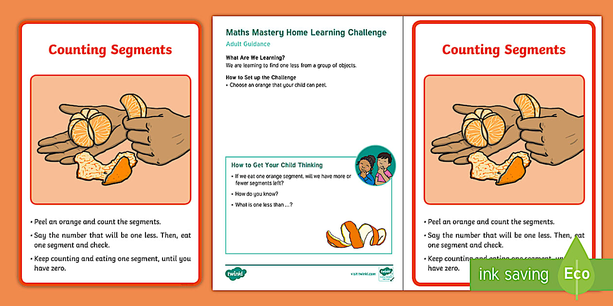 EYFS Maths Mastery One Less Than Home Learning Challenge: Counting Segments
