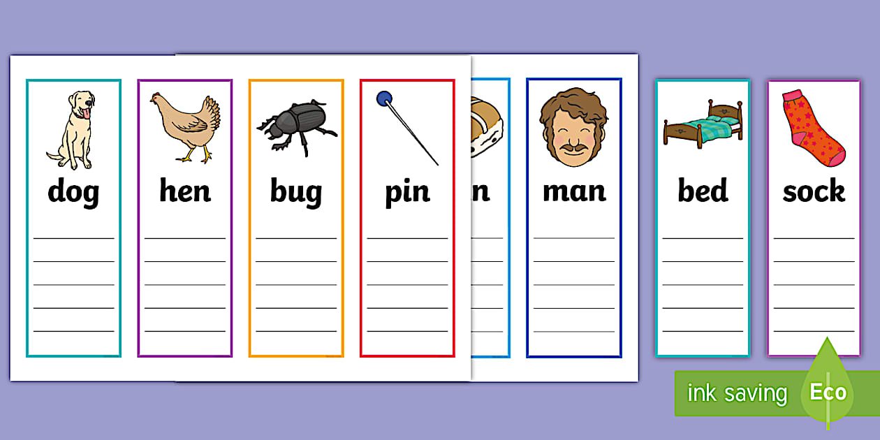 Cursive Phase 2 Phonics Rhyming String Cards - Twinkl