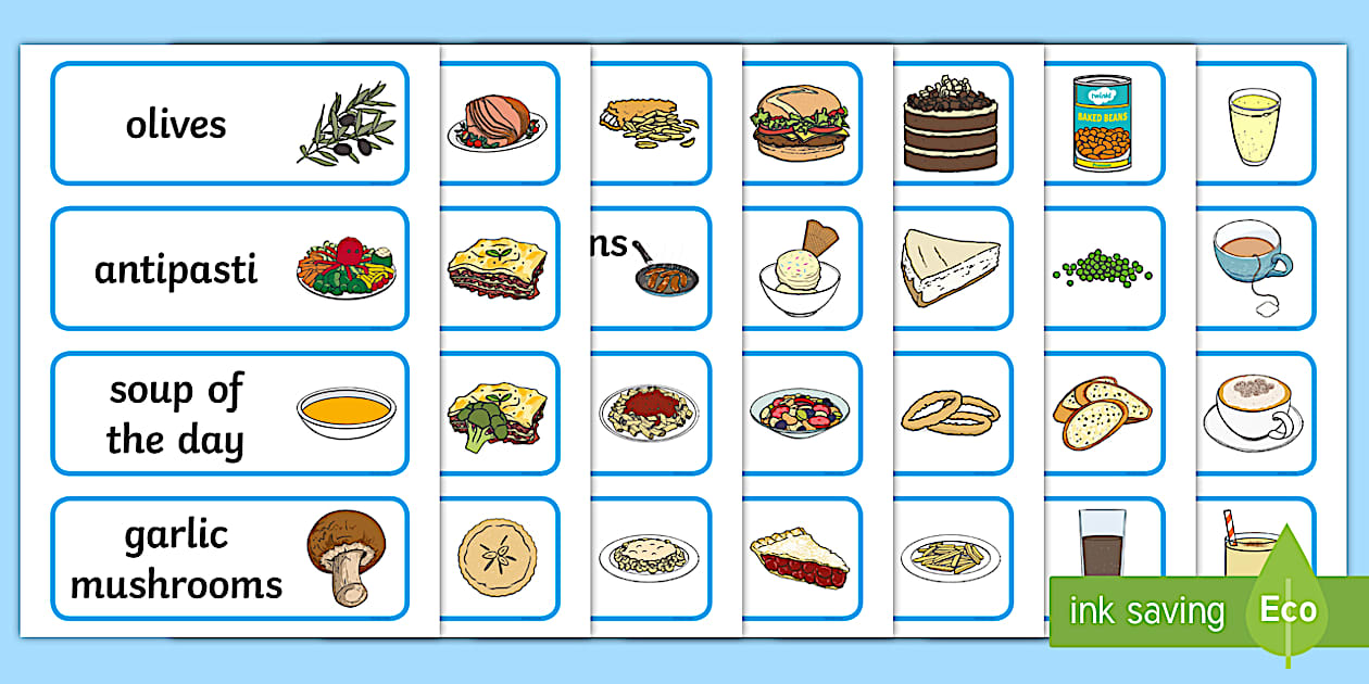 Restaurant Flashcards | Role Play | Twinkl Learning Resource