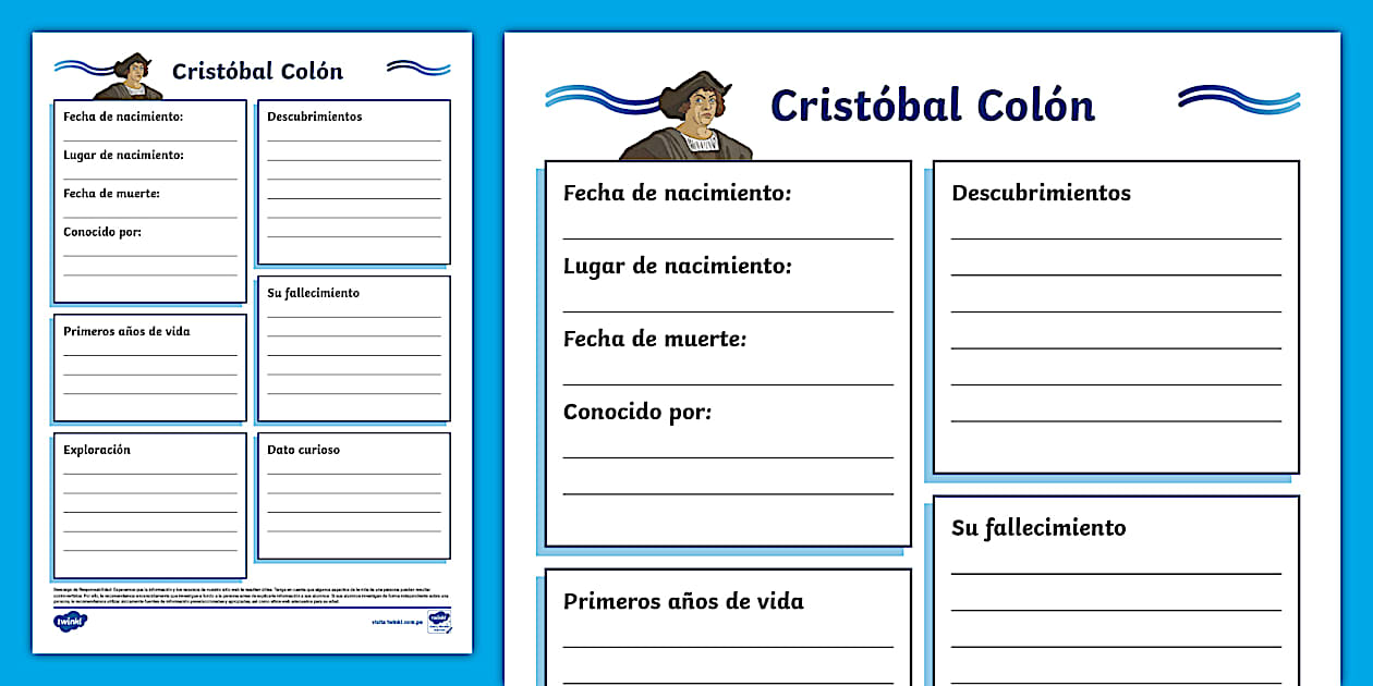Ficha de actividad: Cristóbal Colón | Twinkl