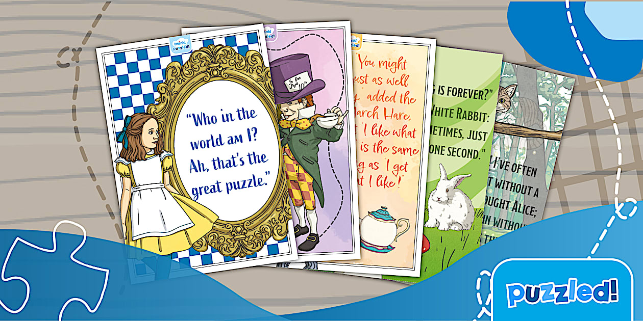 Alice in Wonderland Quotes & Riddles Poster Pack - Twinkl