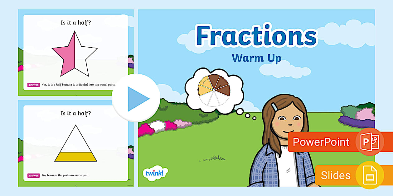 Fractions Maths Warmup PowerPoint - Twinkl