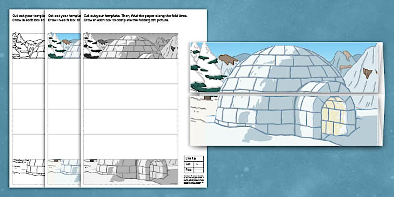 * NEW * Igloo Folding Art Template (teacher made) - Twinkl
