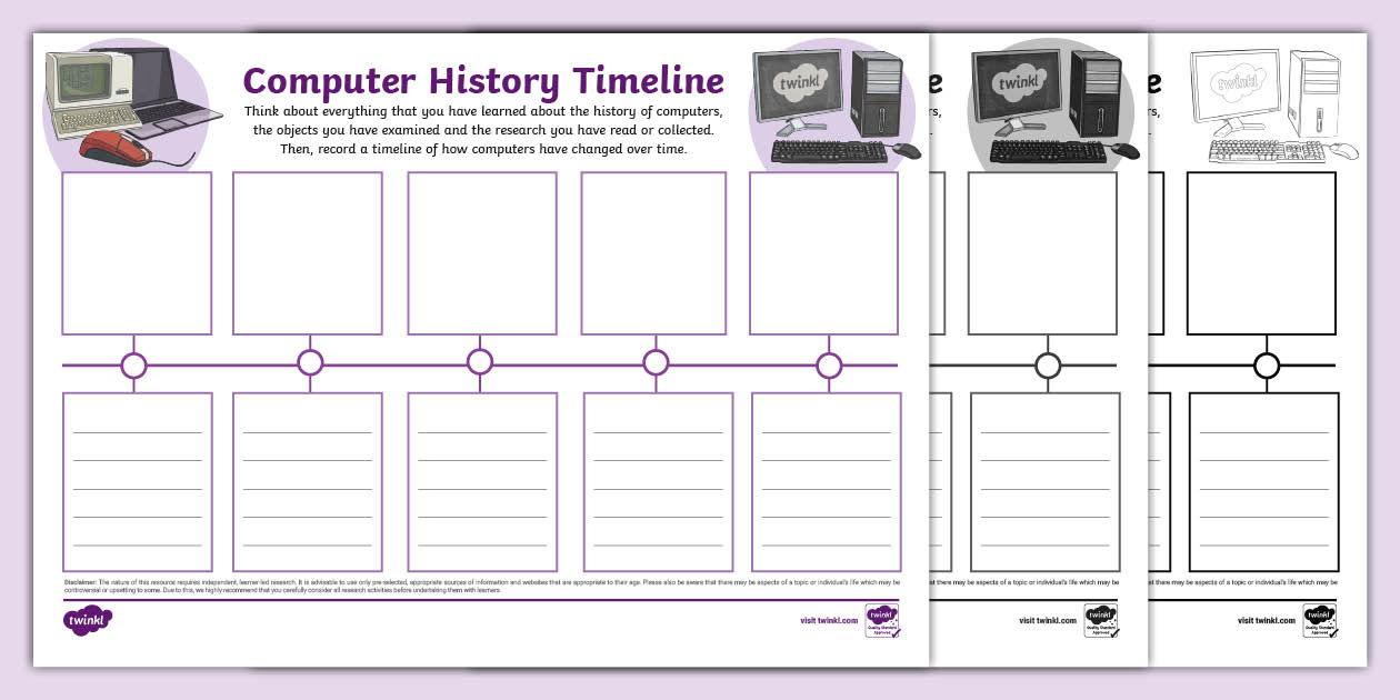 Computer History Timeline Worksheet (teacher made) - Twinkl