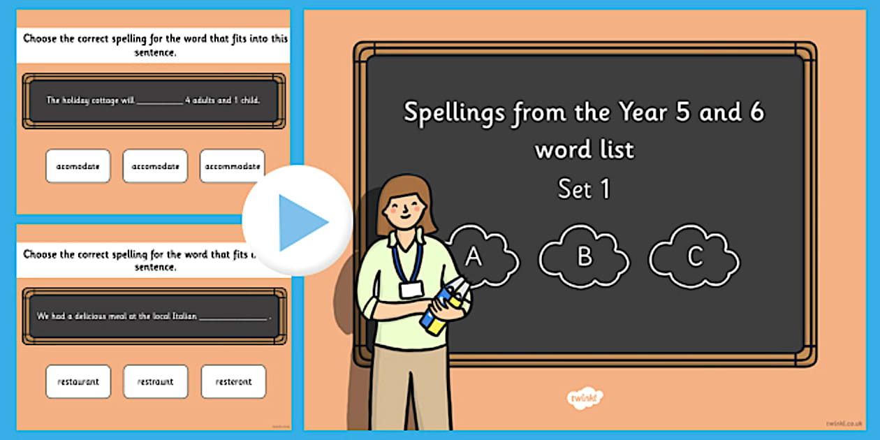 Spelling from the Year 5 and 6 Wordlist Set 1 - Twinkl