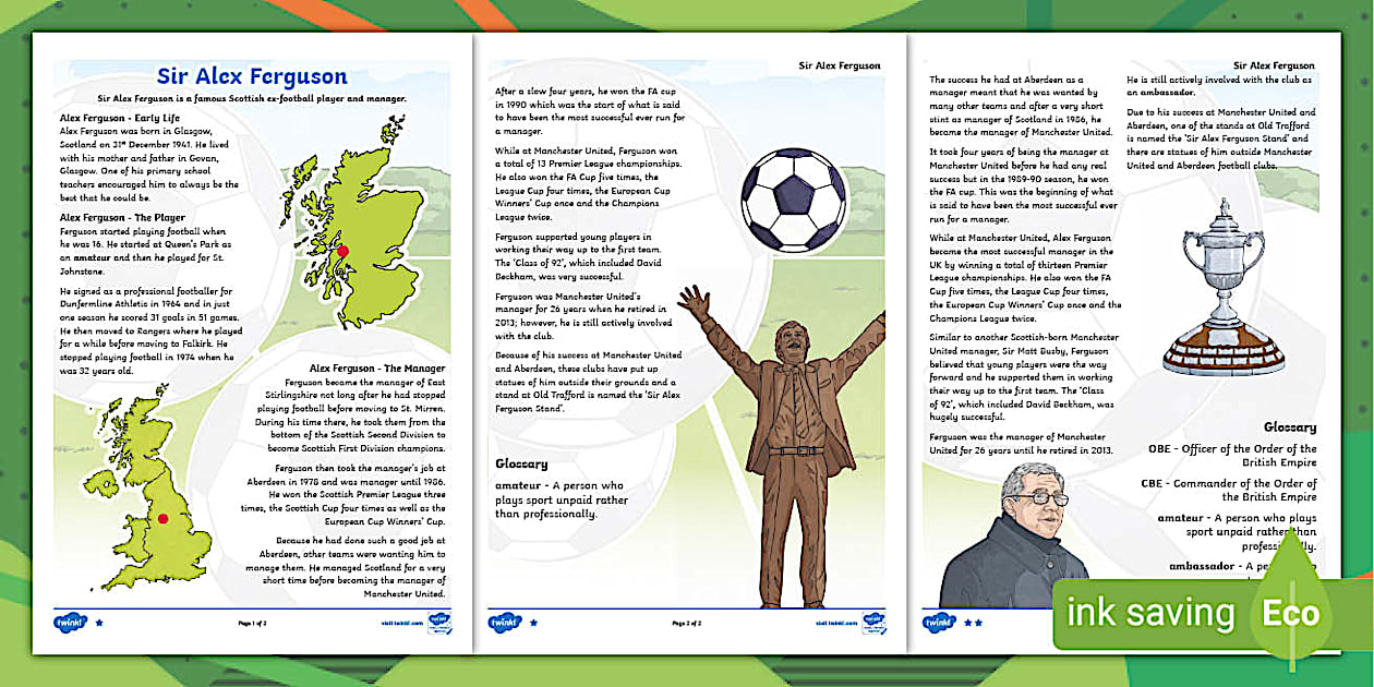 Sir Alex Ferguson Differentiated Fact File - Twinkl