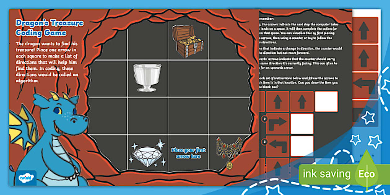 Dragon's Treasure Coding Game (teacher made) - Twinkl