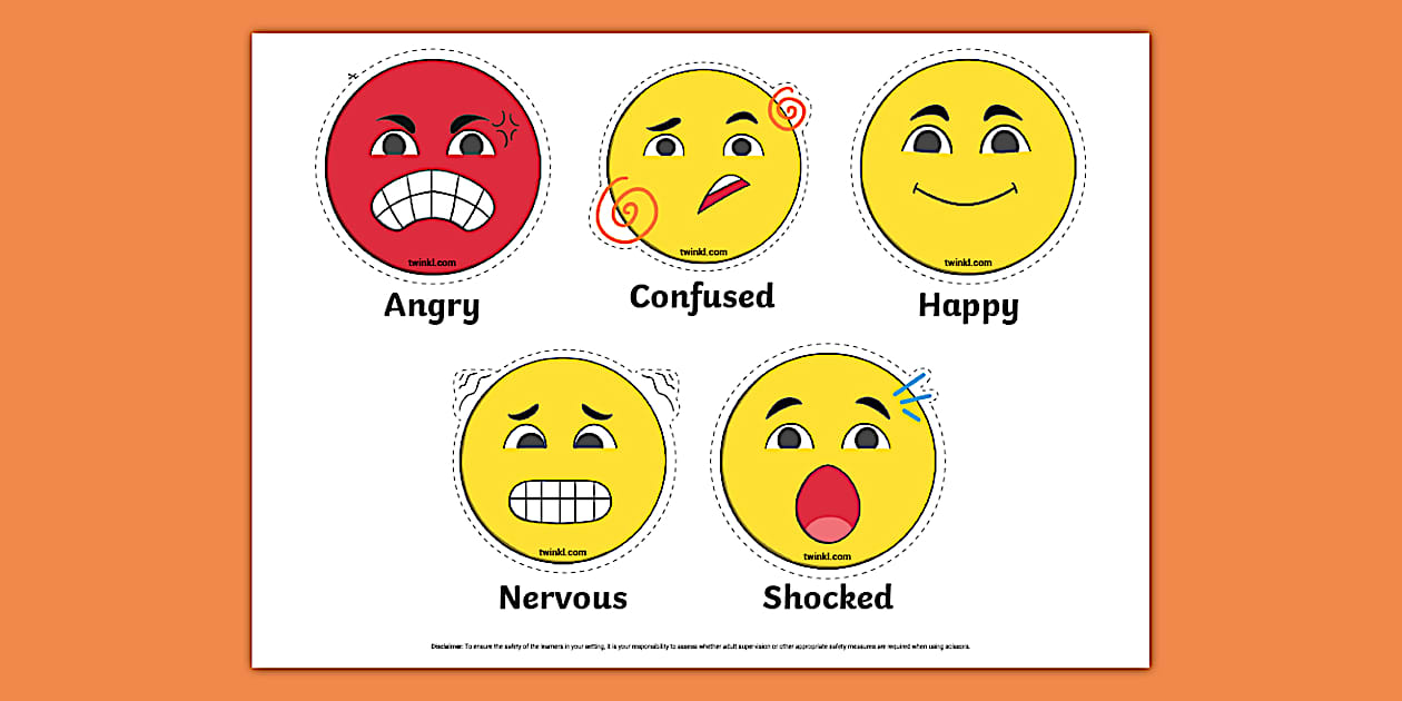 Emoticons Emotions Cut-Outs (teacher made) - Twinkl
