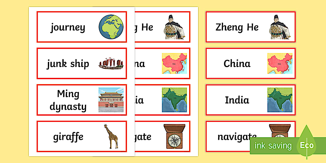 Zheng He Word Cards (teacher made) - Twinkl