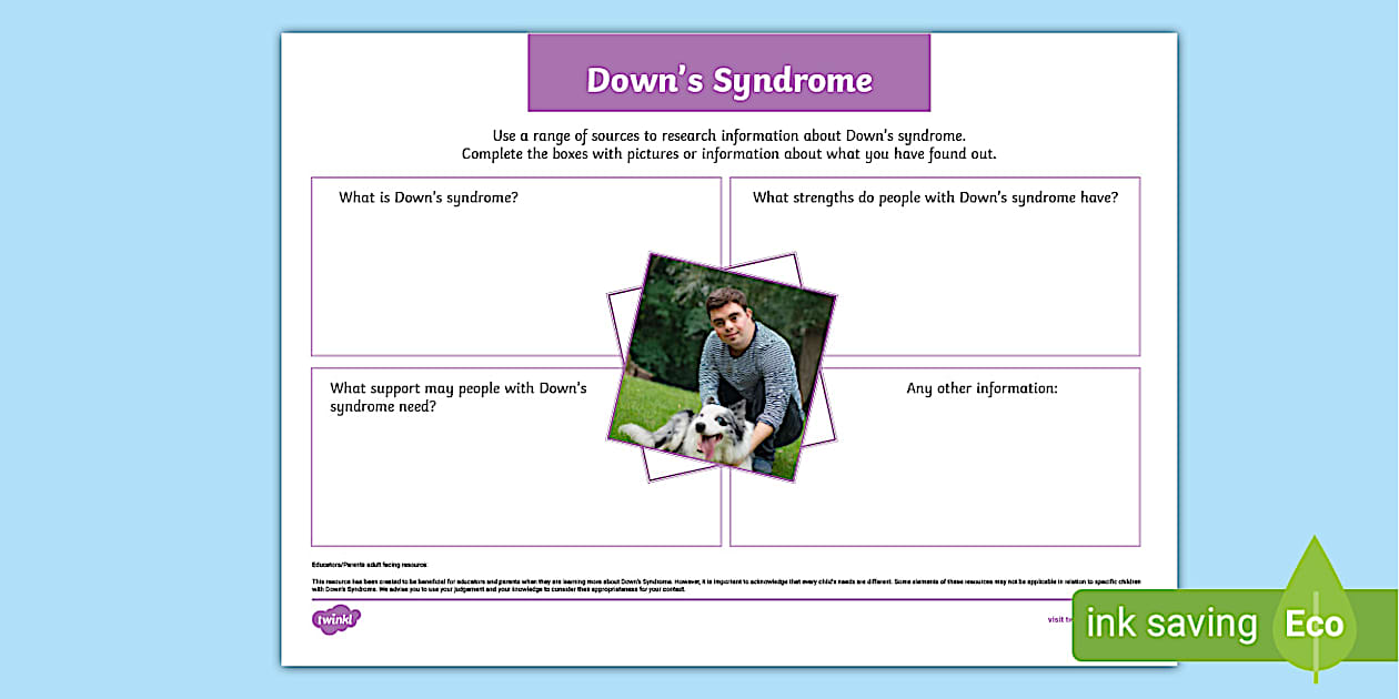 Down's Syndrome Research Activity Sheet (teacher made)