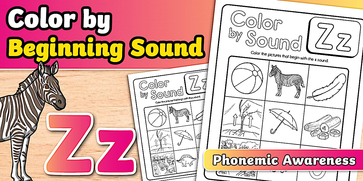 Color by Beginning Sound: Letter z Worksheet (teacher made)