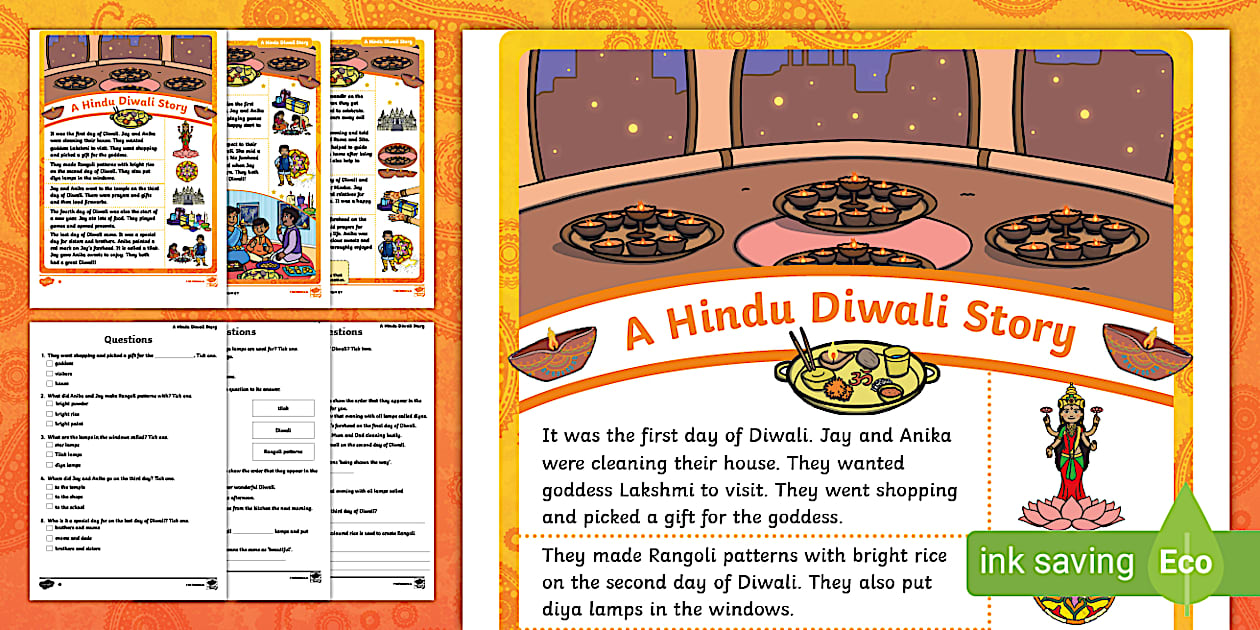 KS1 Hindu Diwali Story Differentiated Reading Comprehension