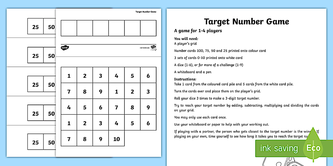 Target Numbers - 'Countdown' Interactive Maths Game
