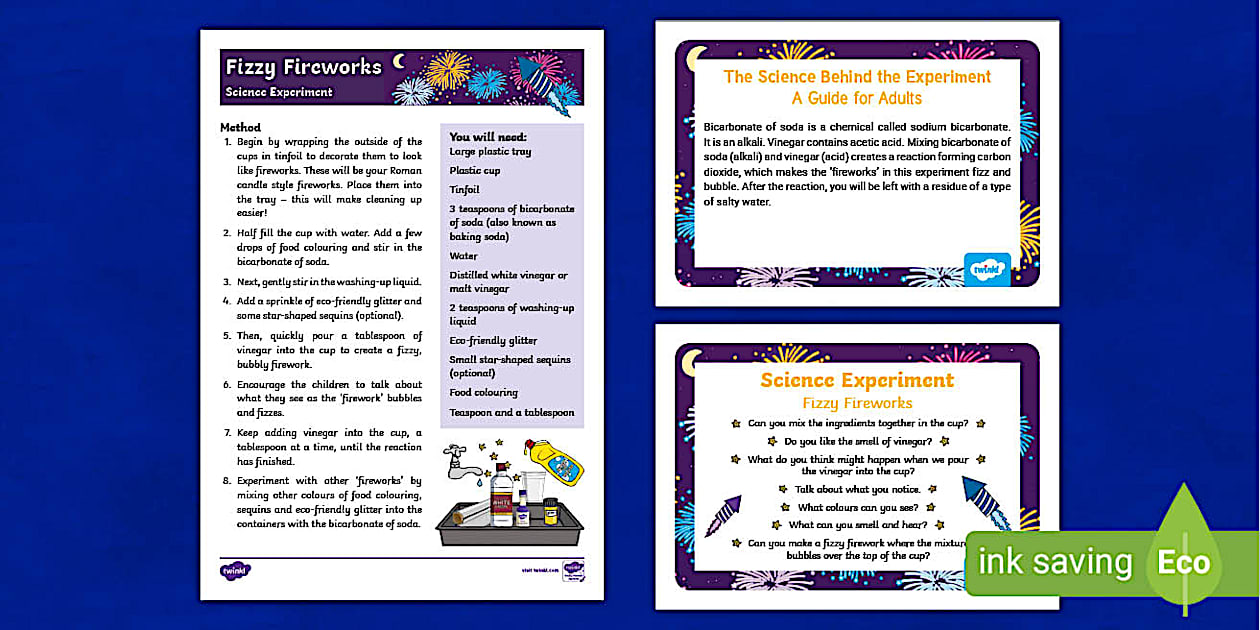 EYFS Fizzy Fireworks Science Experiment and Prompt Card Pack