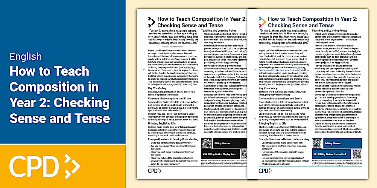 How to Teach Composition in Year 2: Checking Sense and Tense