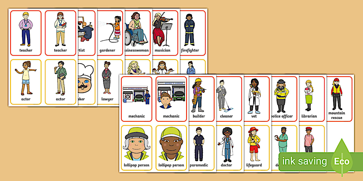 Black and White Common Jobs Word Flashcards - Twinkl