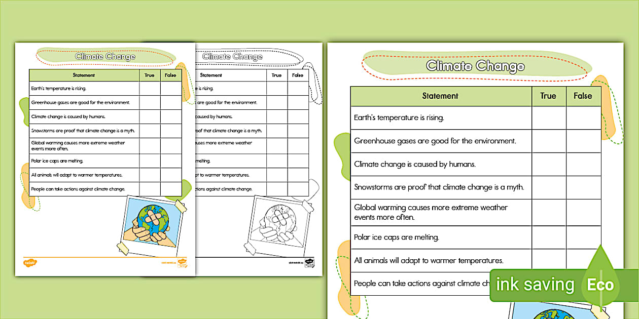 Climate Change Quiz | True or False | Grades K-3 | Twinkl