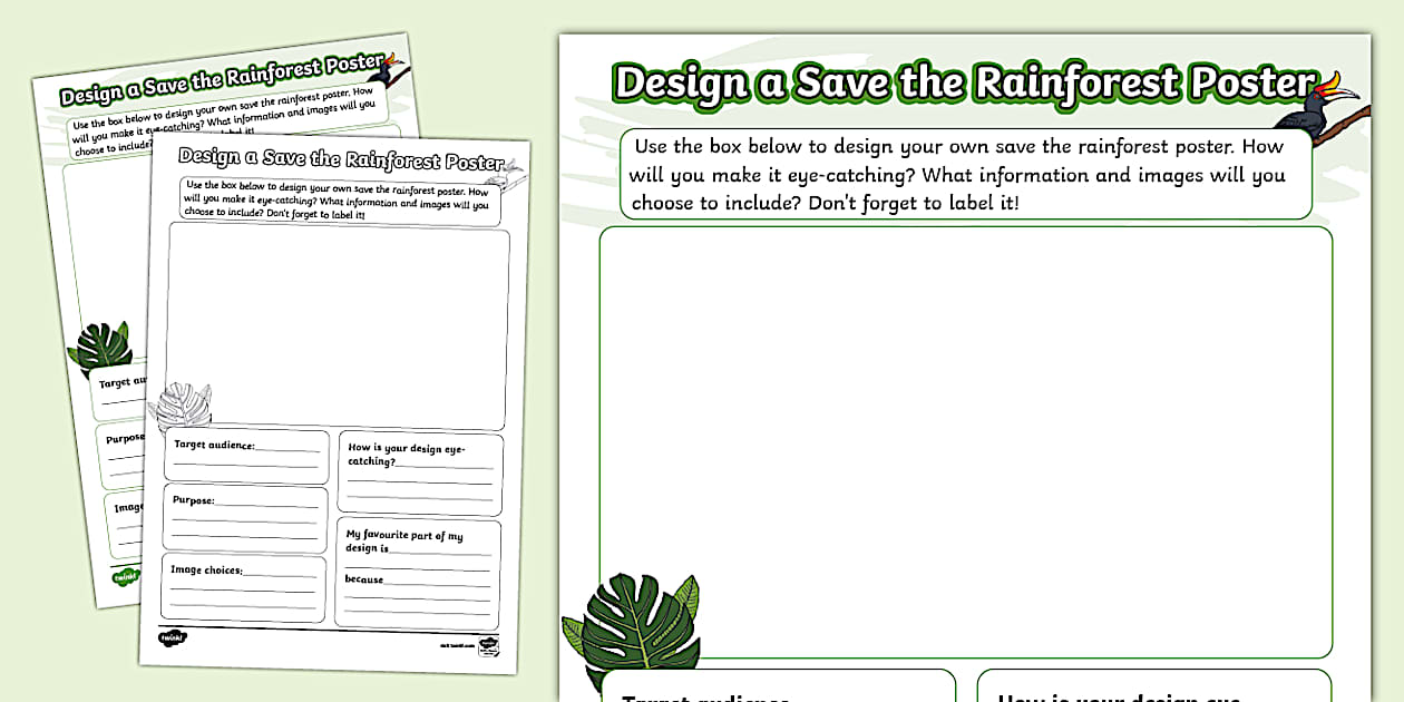 Design a Save the Rainforest Poster Worksheet (teacher made)