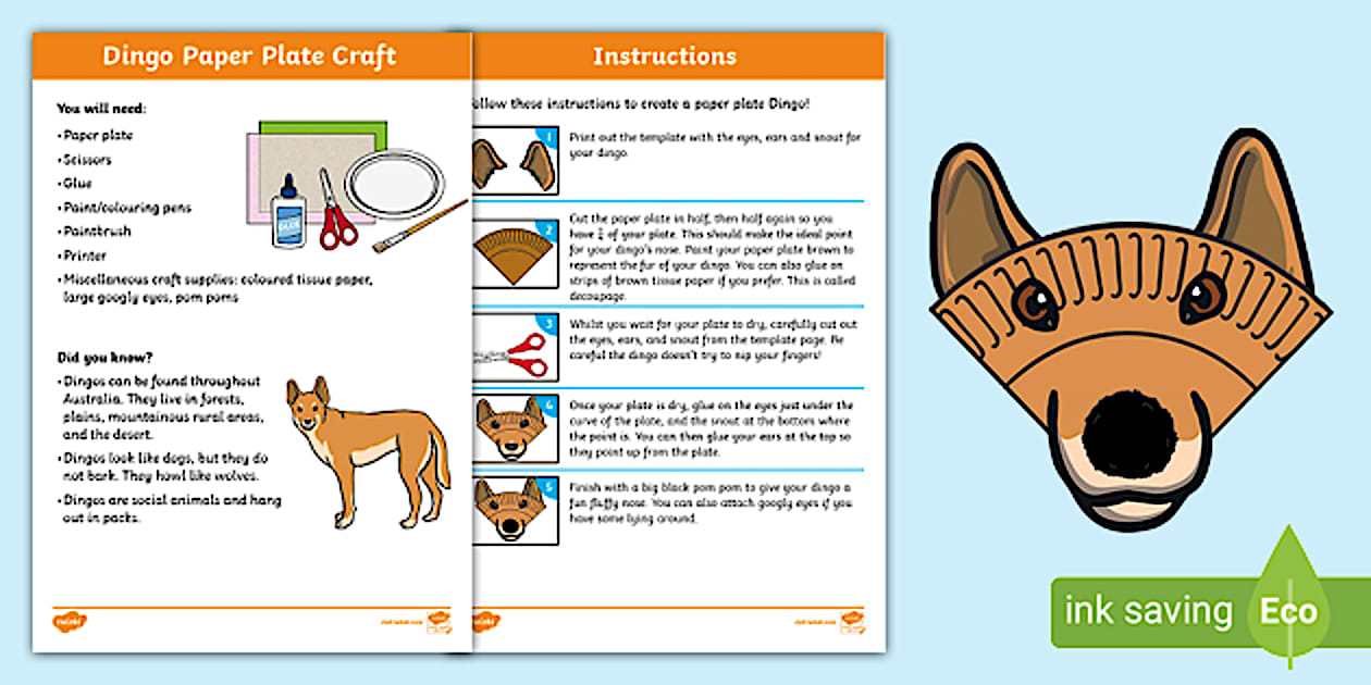 Dingo Craft Paper Plate Craft Activity | Craft Activities