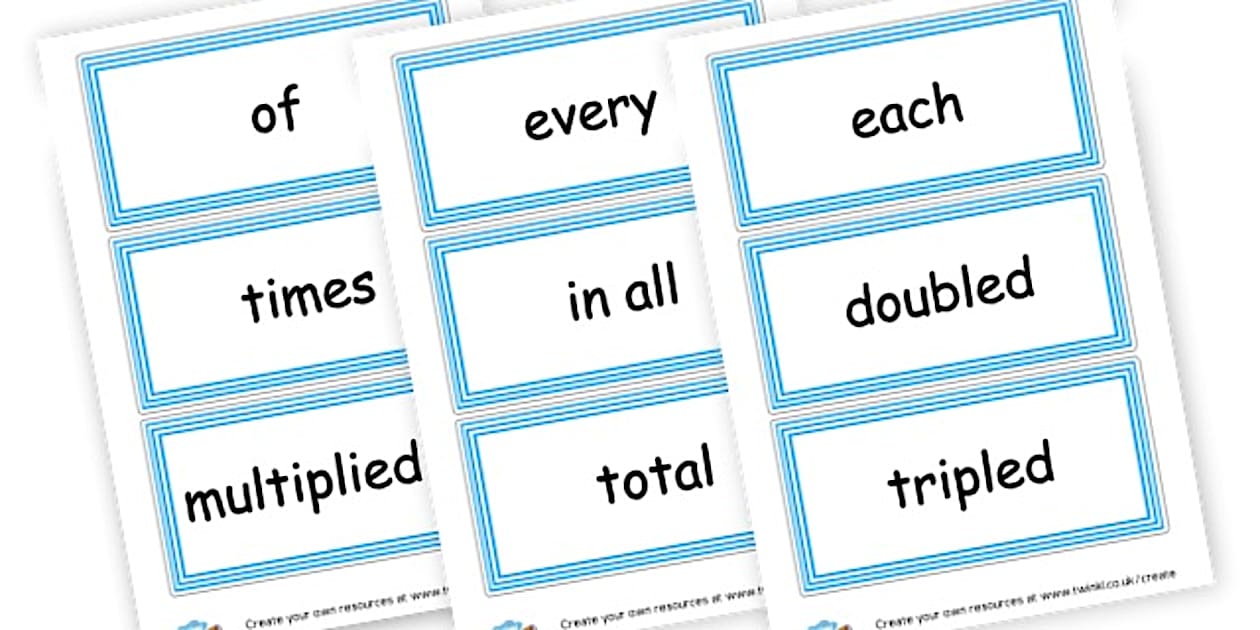 Multiplication Vocabulary Cards (Teacher-Made) - Twinkl
