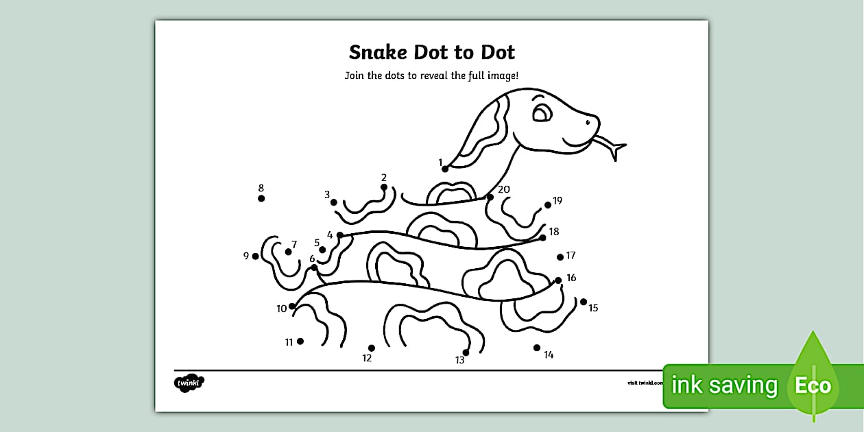 Snake Dot-to-Dot Activity, Animal Dot to Dot, Snakes