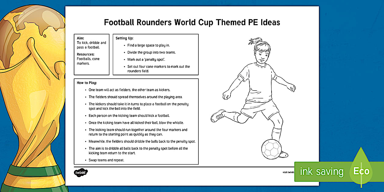Football Rounders 3-6 World Cup Themed PE Activity - Twinkl