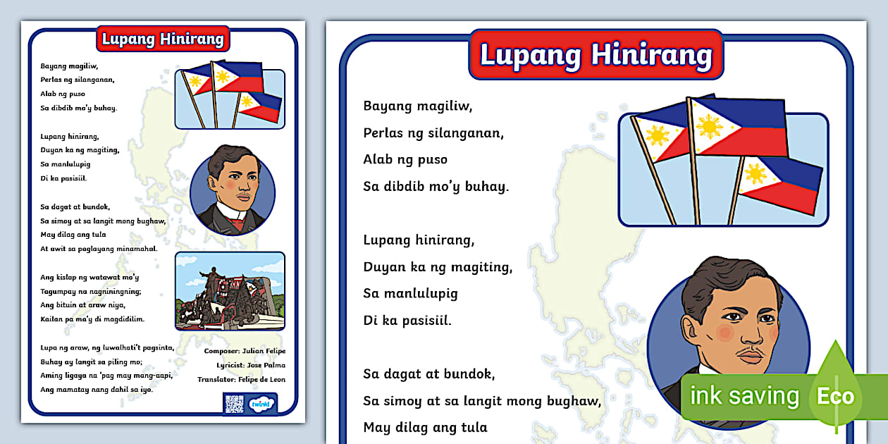 Philippine National Anthem Poster with Philippine Illustrations Background
