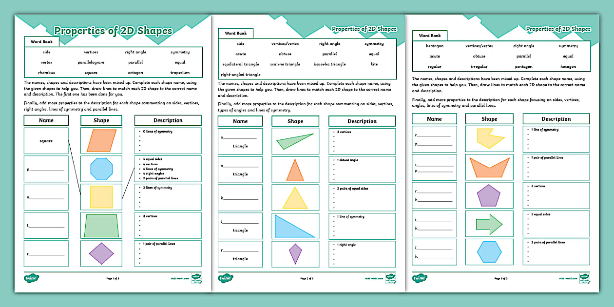 👉 Year 5 Properties of 2D Shapes Activity Sheet - Twinkl