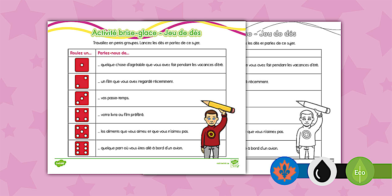Back to School Icebreaker Dice Game French - Twinkl