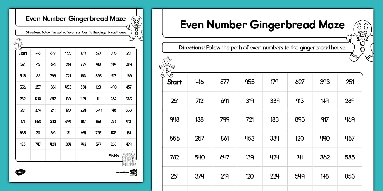 Second Grade Even Number Gingerbread Maze (Teacher-Made)