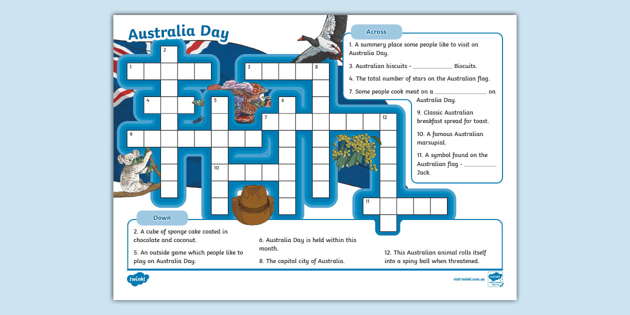 Australia Day Crossword (teacher made) - Twinkl
