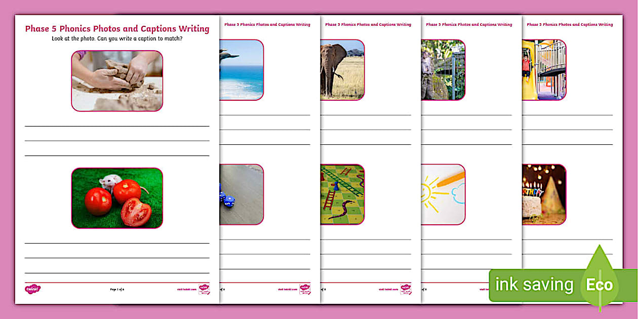 Phase 5 Phonics Photos and Captions Writing - Twinkl