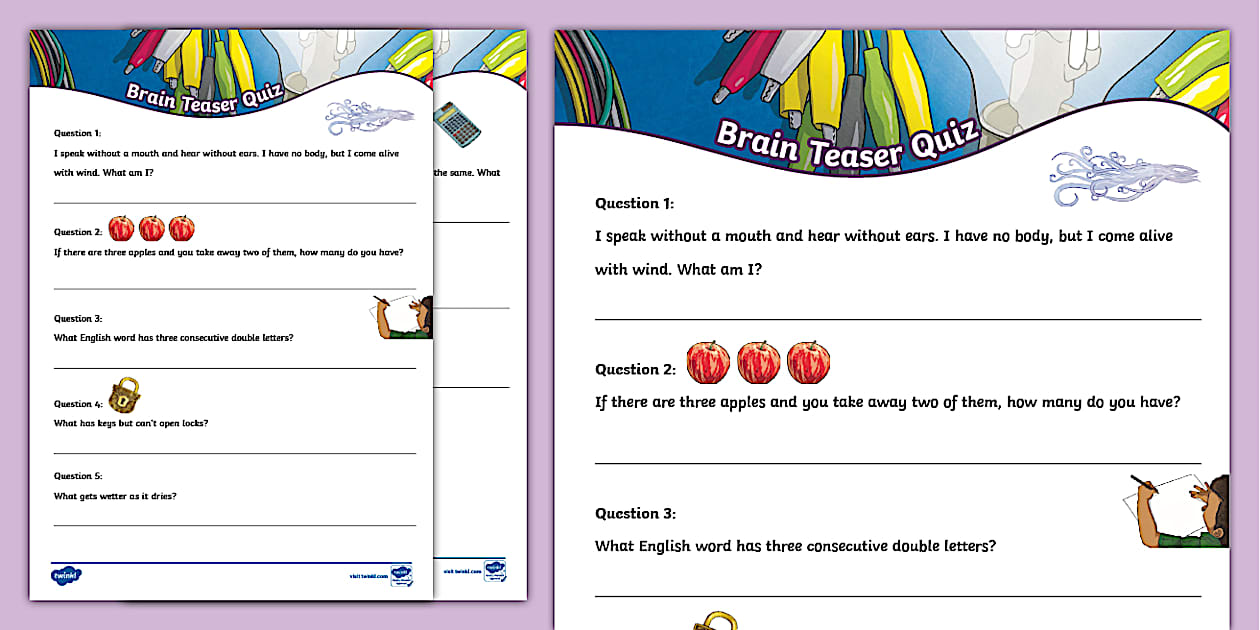 Brain Teaser Quiz (teacher made) - Twinkl