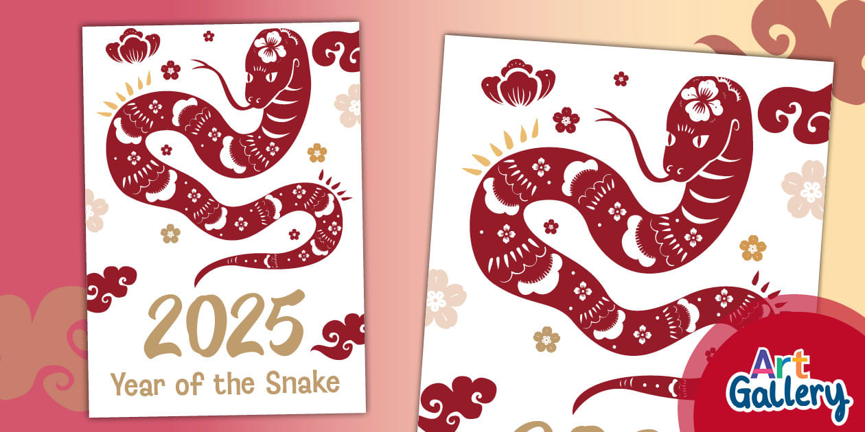 2025 Year of the Snake Lunar New Year Poster - Twinkl