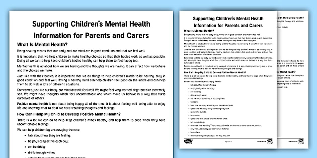 Mental Health Support for Parents | Children | Twinkl