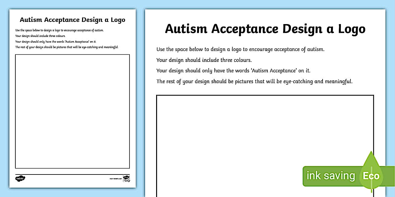 Cursive Autism Awareness and Acceptance Design a Logo Worksheet