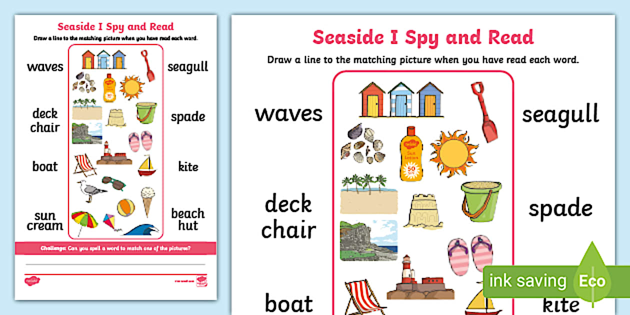 Seaside I Spy and Read: Phase 5 Phonics Activity - Twinkl