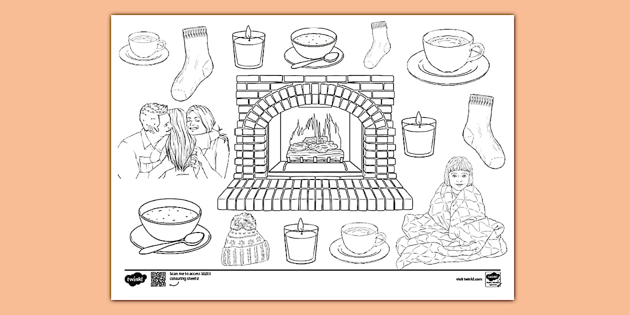Cosy Doodle Colouring Page (teacher made) - Twinkl