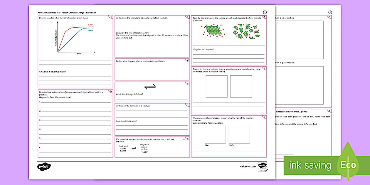AQA Chemistry (Combined) Unit 6 Rate of Chemical Change Foundation Revision