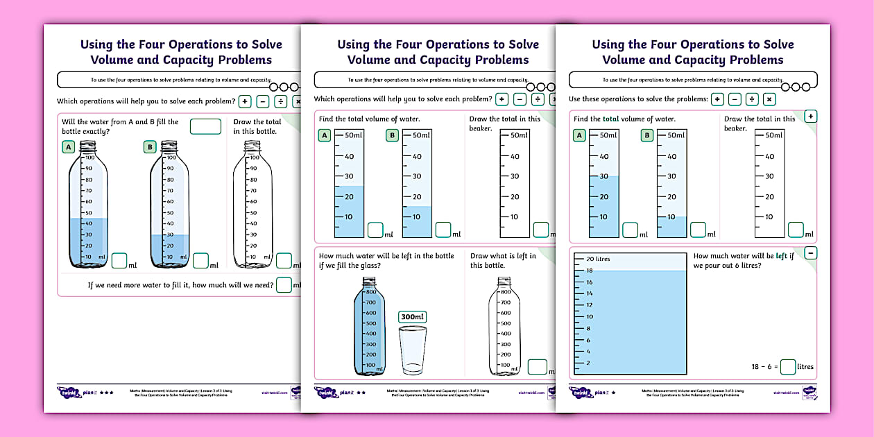 👉 Differentiated Measurement Volume and Capacity Maths Worksheets