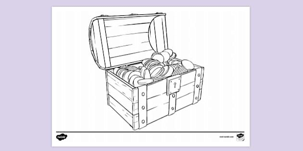 Gold Treasure Chest Colouring Sheet | Twinkl (teacher made)