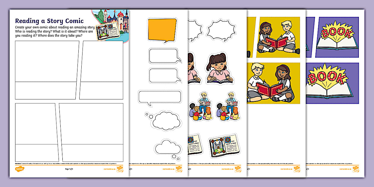 Reading a Story Comic Cut and Stick (Teacher-Made) - Twinkl