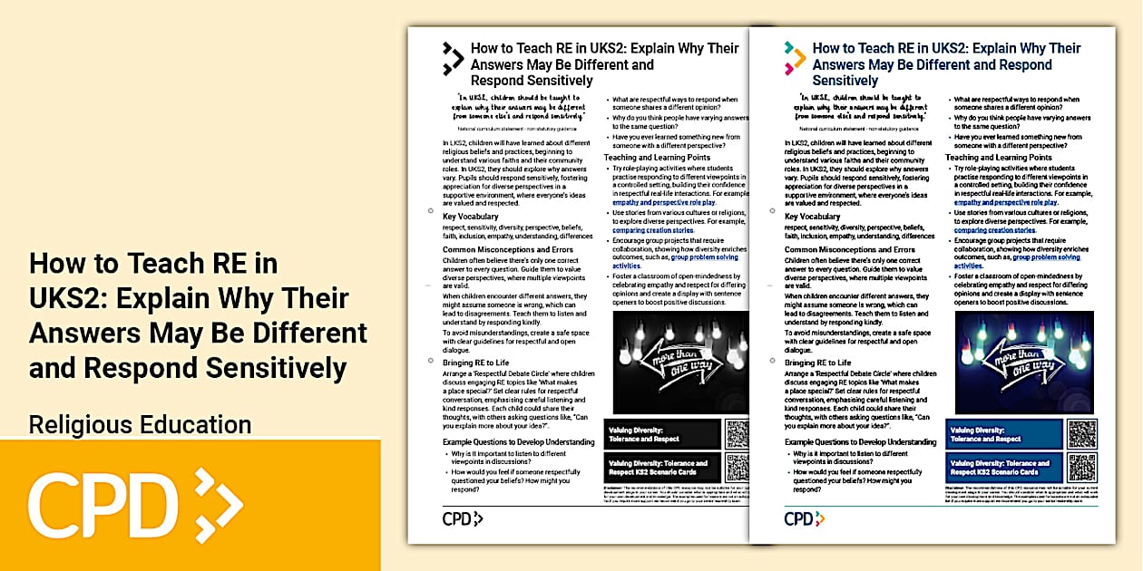 How to Teach RE in UKS2: Explain Why Their Answers May Be Different and