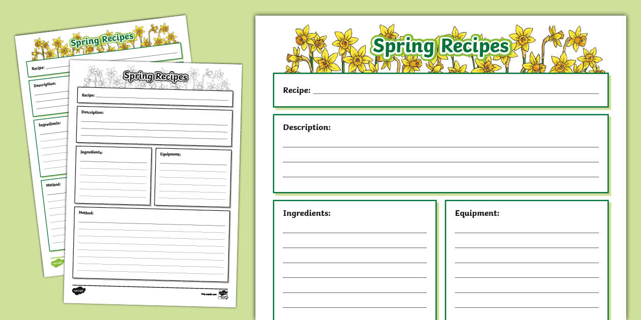 Spring Recipe Writing Template (teacher made) - Twinkl