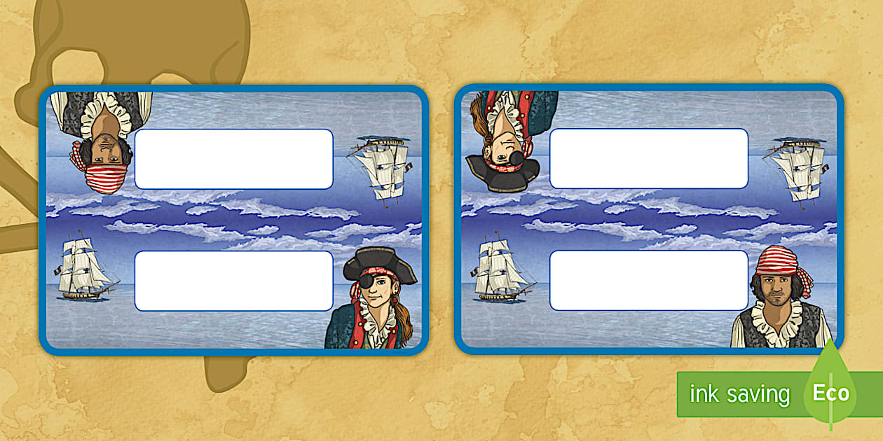 Editable Pirate-Themed Desk Plate Name Labels (teacher made)