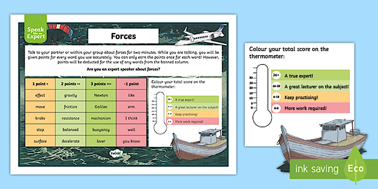 KS2 Speak like an Expert Challenge Card: Forces - Twinkl
