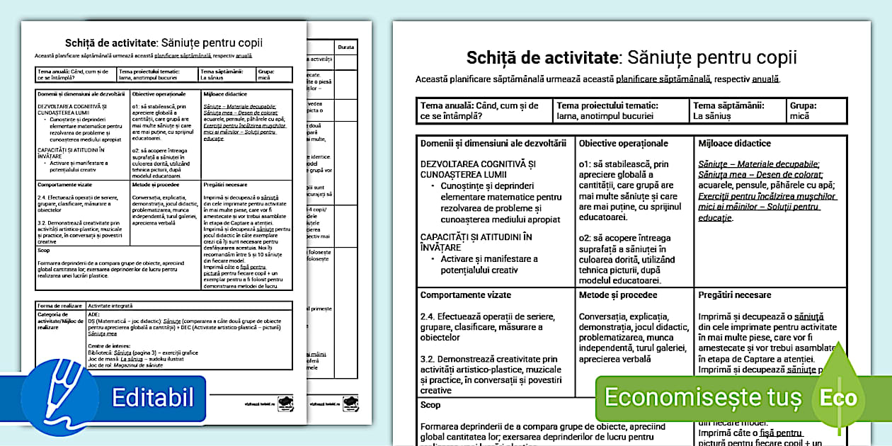 Săniuțe pentru copii – Schiță de activitate grupa mică
