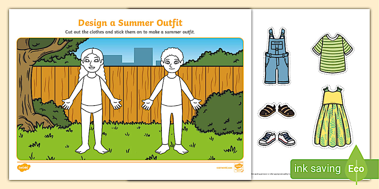 Design a Summer Outfit Cutting Skills Activity - Twinkl