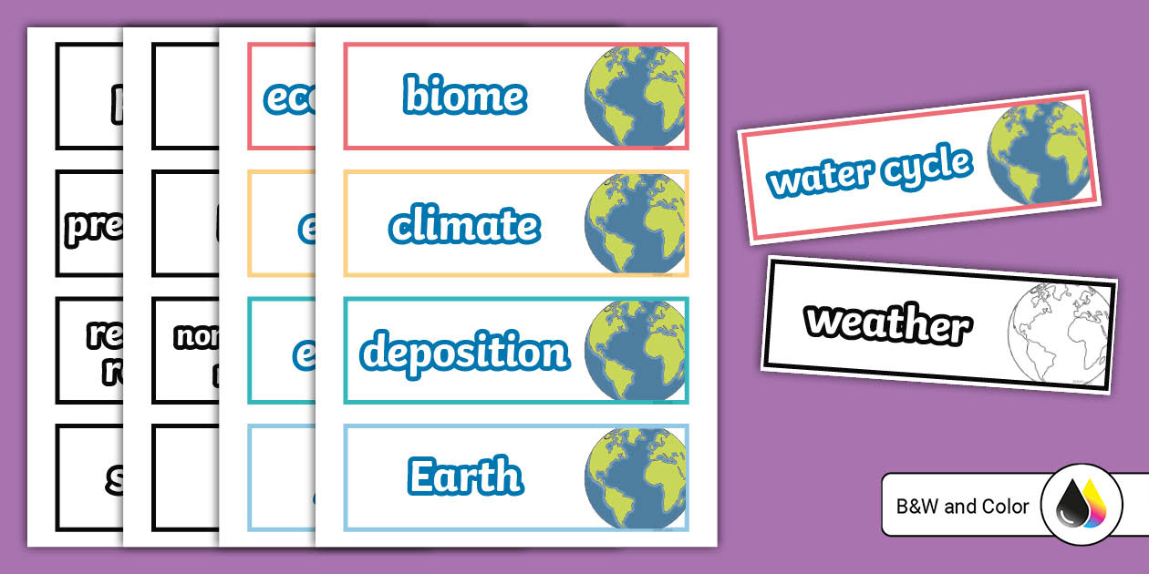 Tier 3 Vocabulary Word Cards: Earth Science 3rd-5th Grade